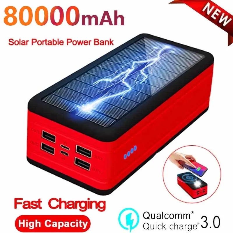 Solar Wireless Power Bank Portable 80000mah | Solar Power Bank Wireless ...