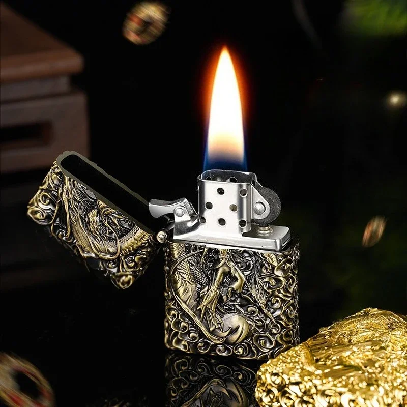New Creative Hot Embossed Heavy Heavy Metal Lighter Retro Sand Wheel ...