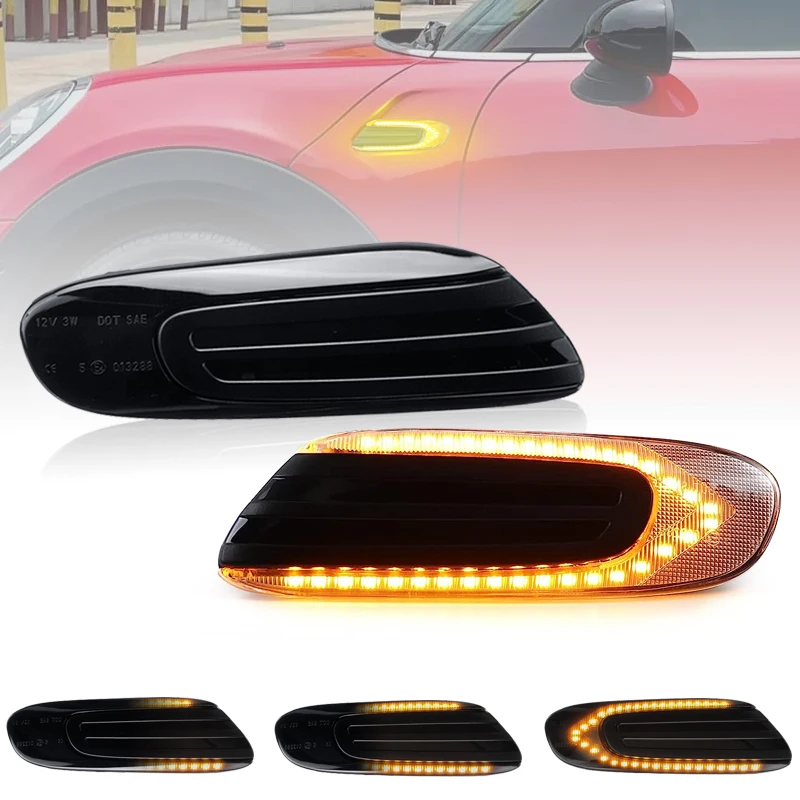 For-Mini-Cooper-F55-F56-F57-2014-2017-Clear-Yellow-Smoked-Lens-LED-Side ...