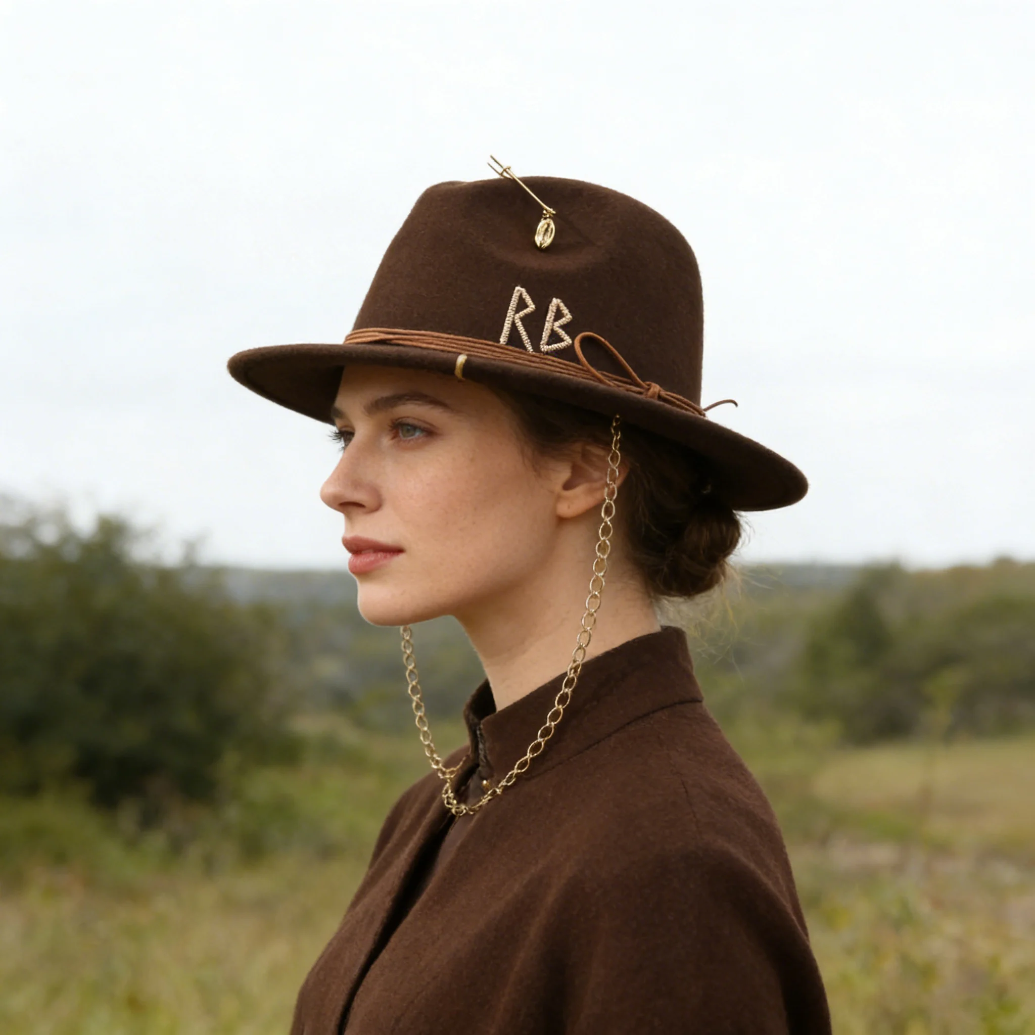 Russian Style Fedora Hat with Pearl Chain Metal Shells Felt Cowboy Hat ...