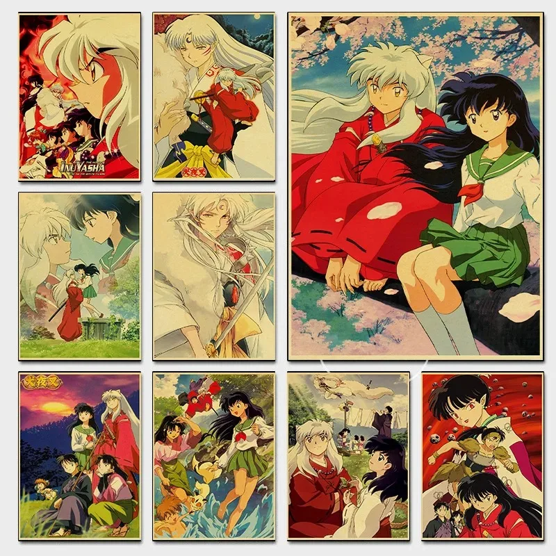 P-ster-de-Inuyasha-de-Anime-japon-s-impresi-n-de-lienzo-de-estilo-Retro ...