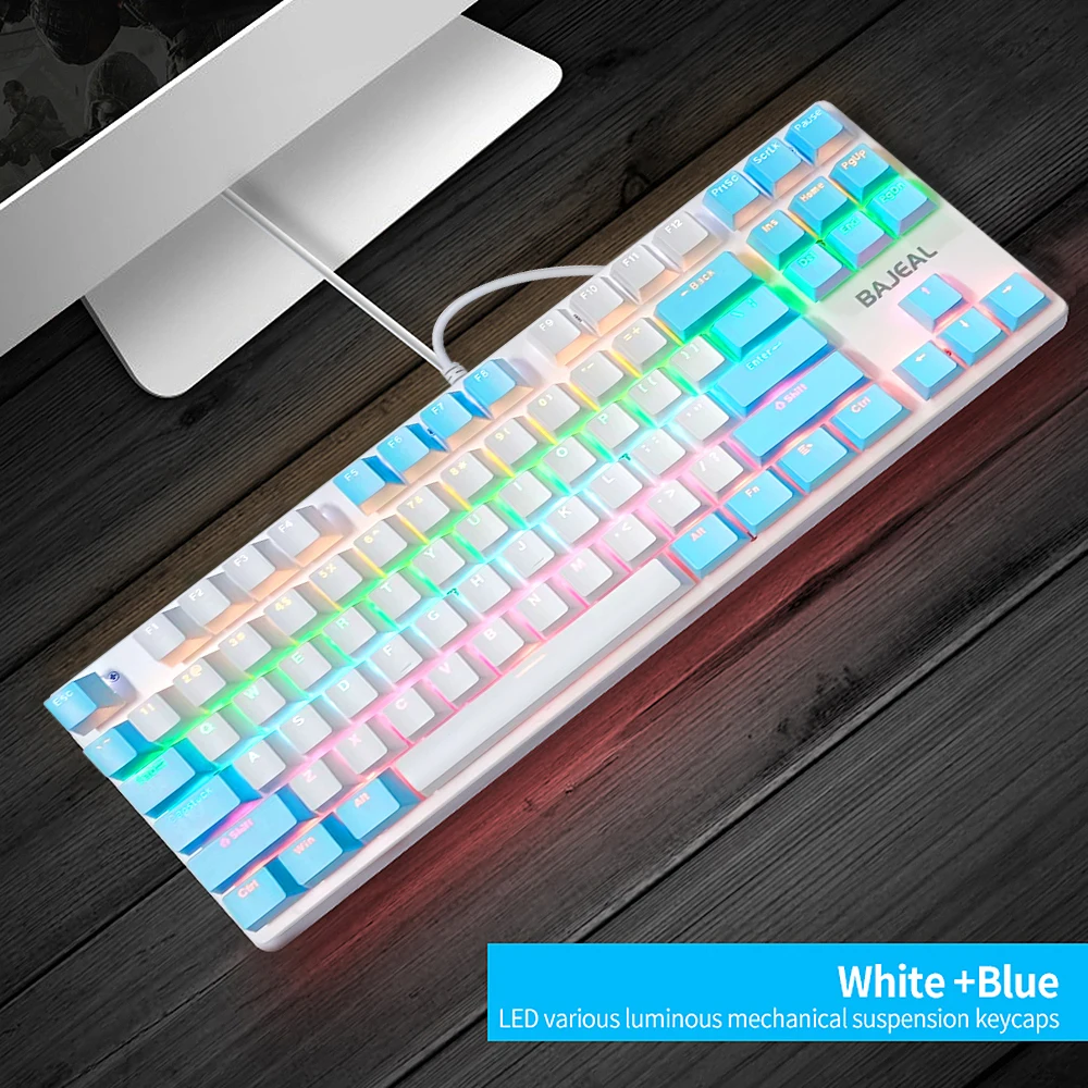 BAJEAL K100 87 Keys Wired Gaming Mechanical Keyboard Mixed Light ...