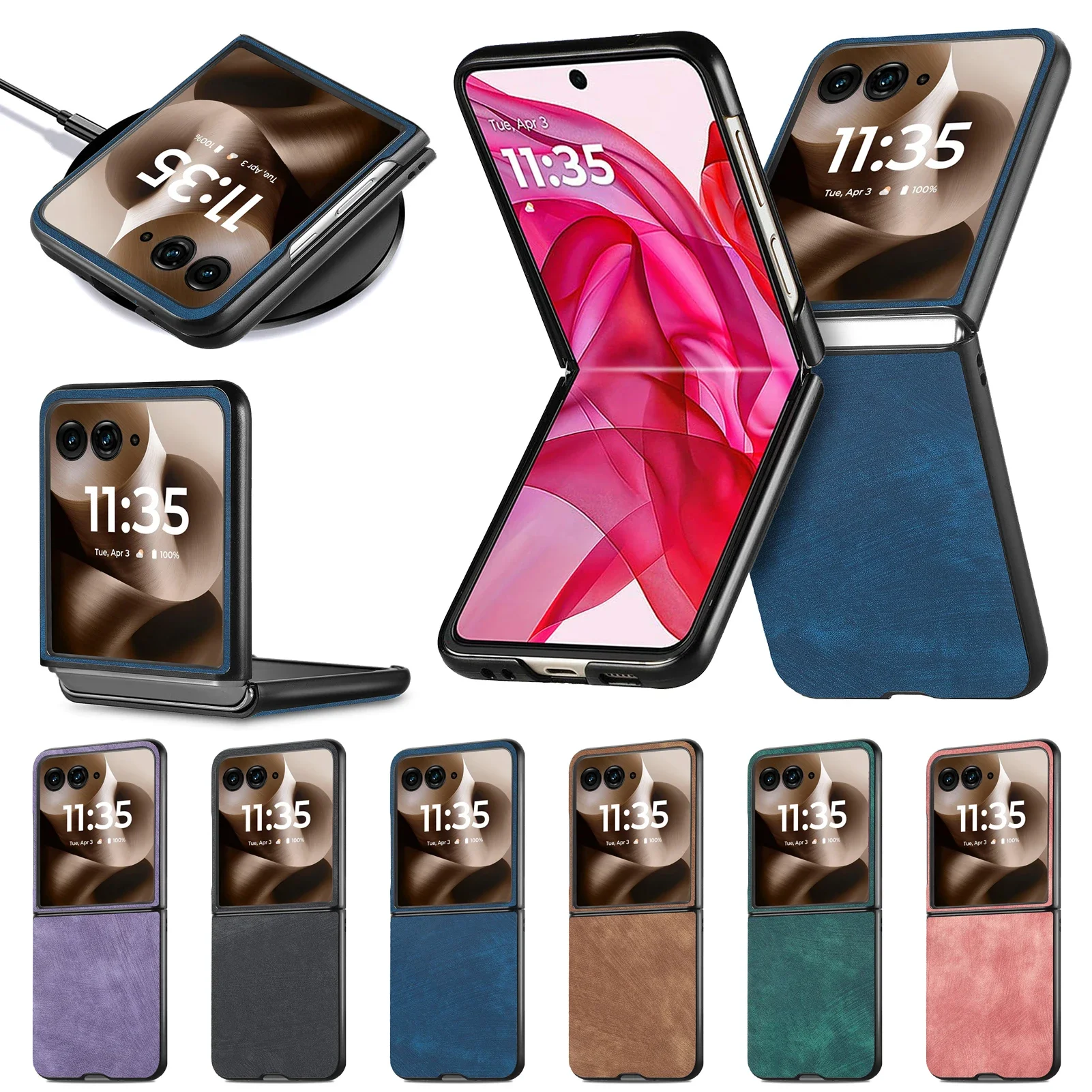 Retro Leather Phone Case for Motorola Razr 60 50 40 Ultra Moto Razr 60 ...