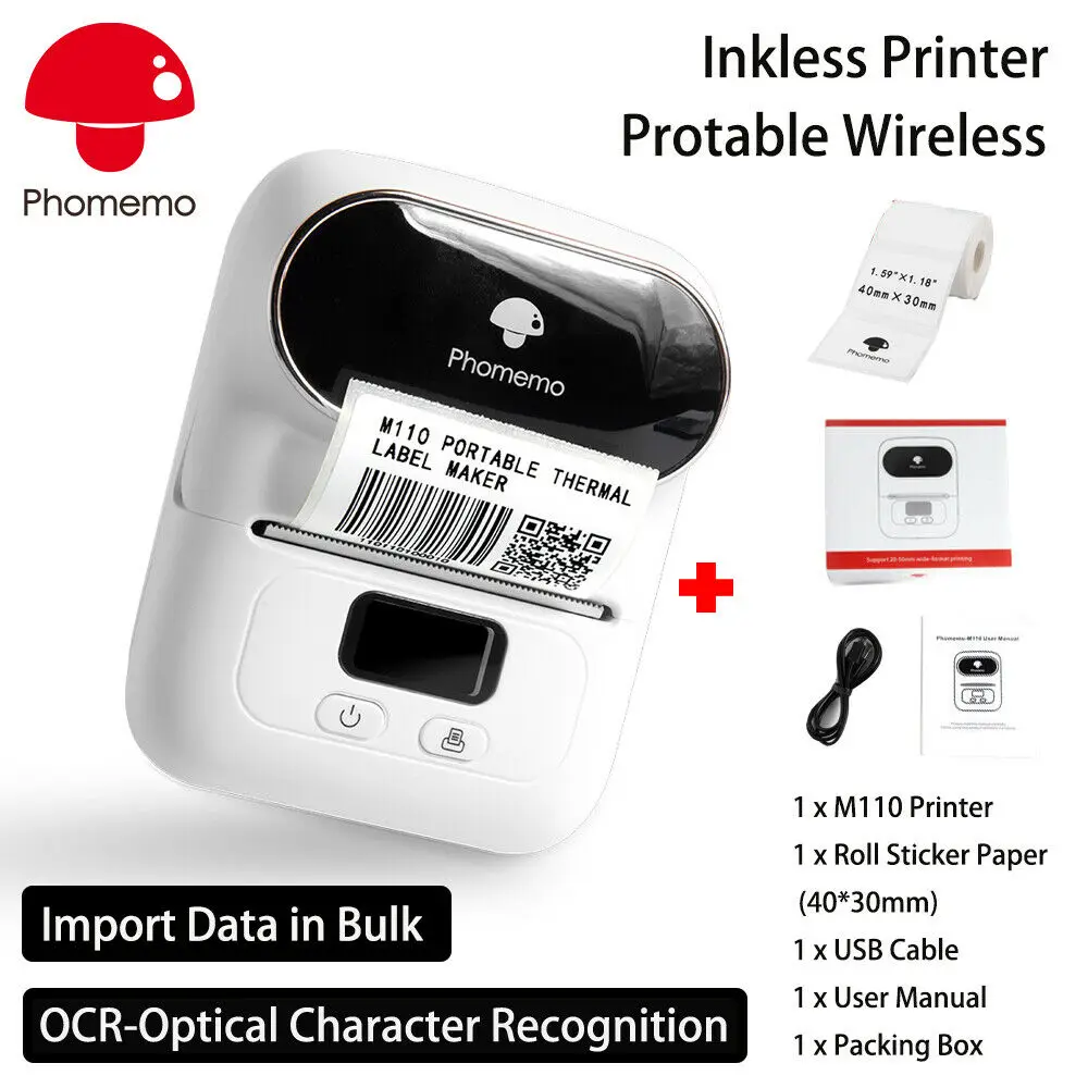 Phomemo M110 Label Printer Mini Printer Thermal Label Maker Portable Labeling Machine for ...