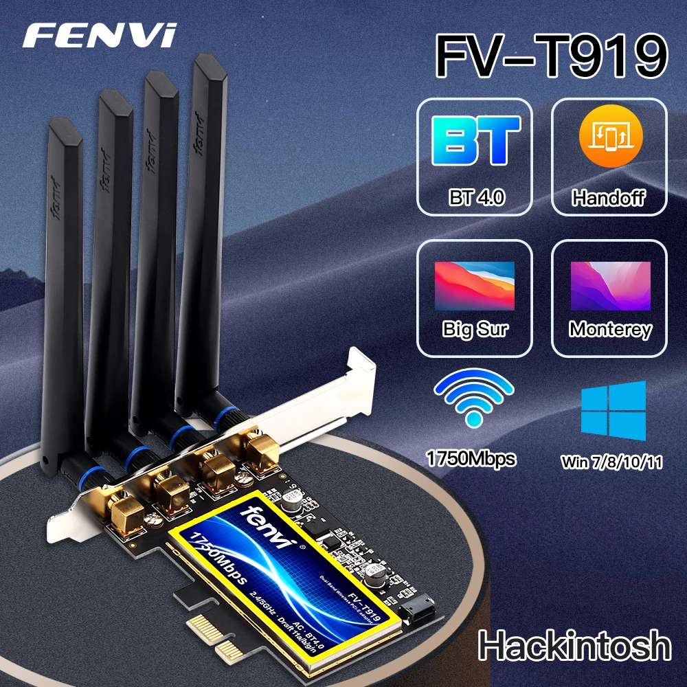 Fenvi T919 1750Mbps PCIe Desktop Wifi Karte BCM94360 Für MacOS Hackintosh 802,11 AC Bluetooth 4 ...