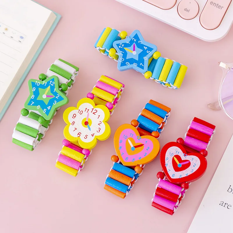 5pcs-Cartoon-Wooden-Wristwatches-Crafts-Bracelet-Watches-for-Kids ...