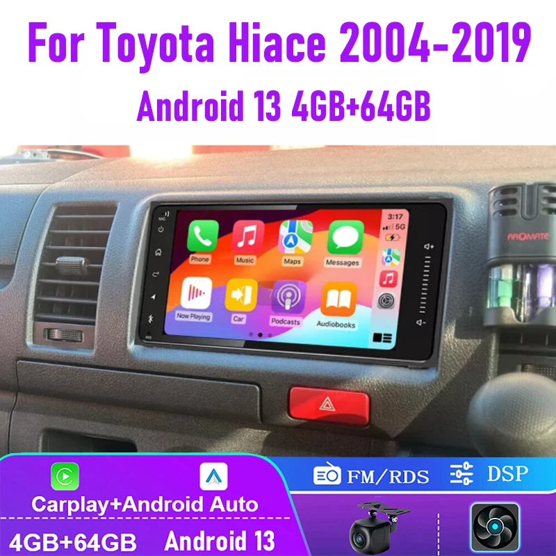 4-64GB For Toyota Hiace 2004-2019 Wireless Apple Carplay Android Auto ...