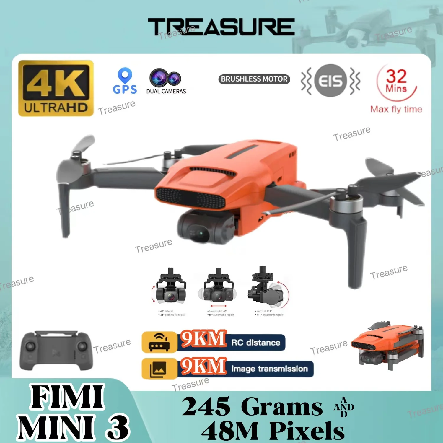 FIMI-MINI-3-Drone-4K-Profissional-3-Axis-Gimbal-C-mera-HD-9KM-GPS-FPV ...