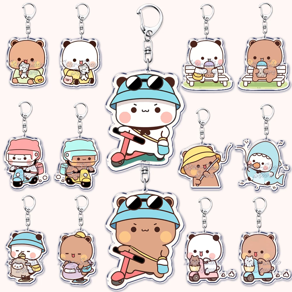 Cute Bubu Love Dudu Yier Keychains Couple Bear Panda Keyrings for ...