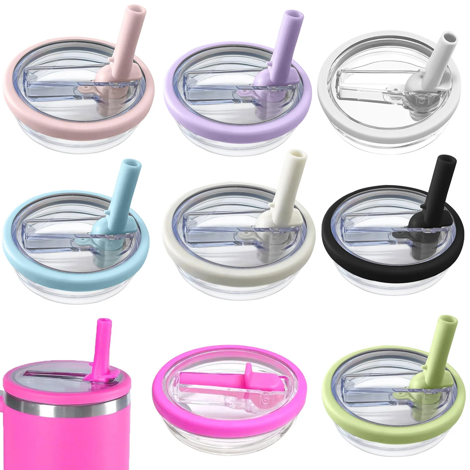 40 oz Replaceable Tumbler Flip Straw Lid for Stanley Cup,Reusable ...