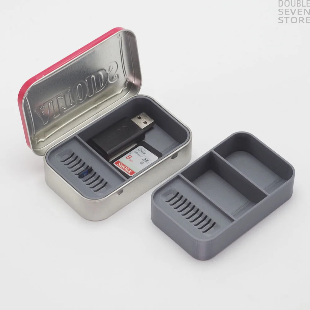 Micro SD Memory Card Storage Box Altoids Tin Tray Insert For 10 Cards ...