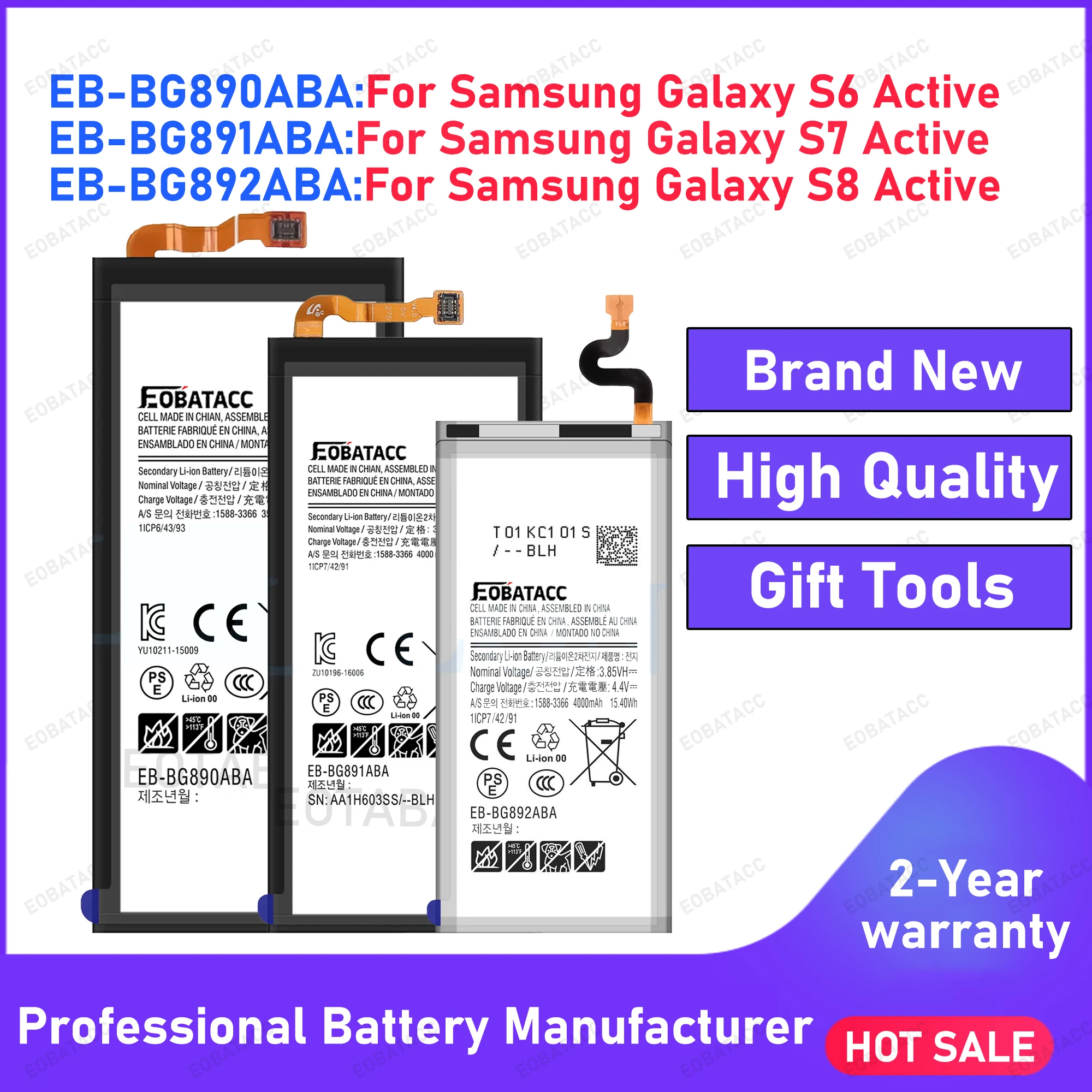 2026 Years EOBATACC 100% New Battery For Samsung S6 Active /S7 Active ...