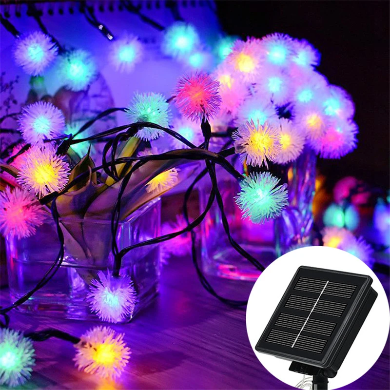 Puffer Ball Solar String Lights LED IP65 Waterproof Light Indoor ...
