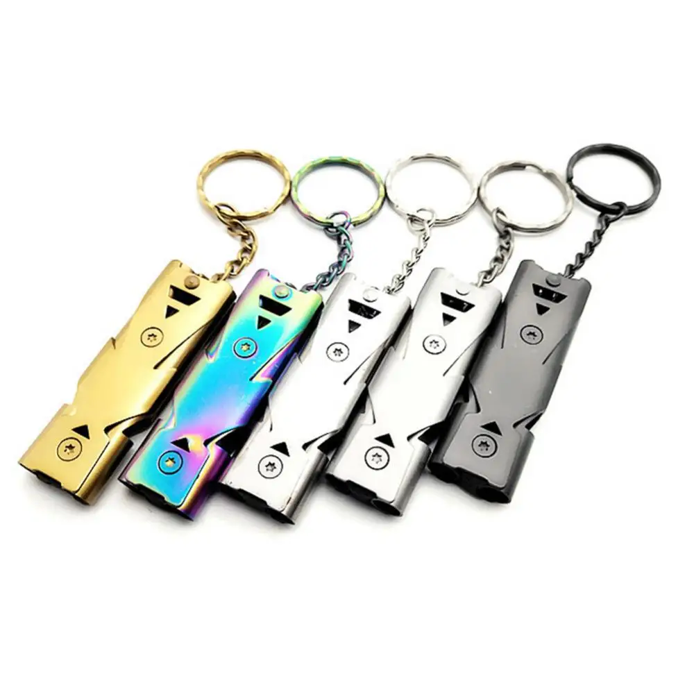 150db-Keychain-Whistle-Stainless-Steel-Double-Pipe-Emergency-Survival ...