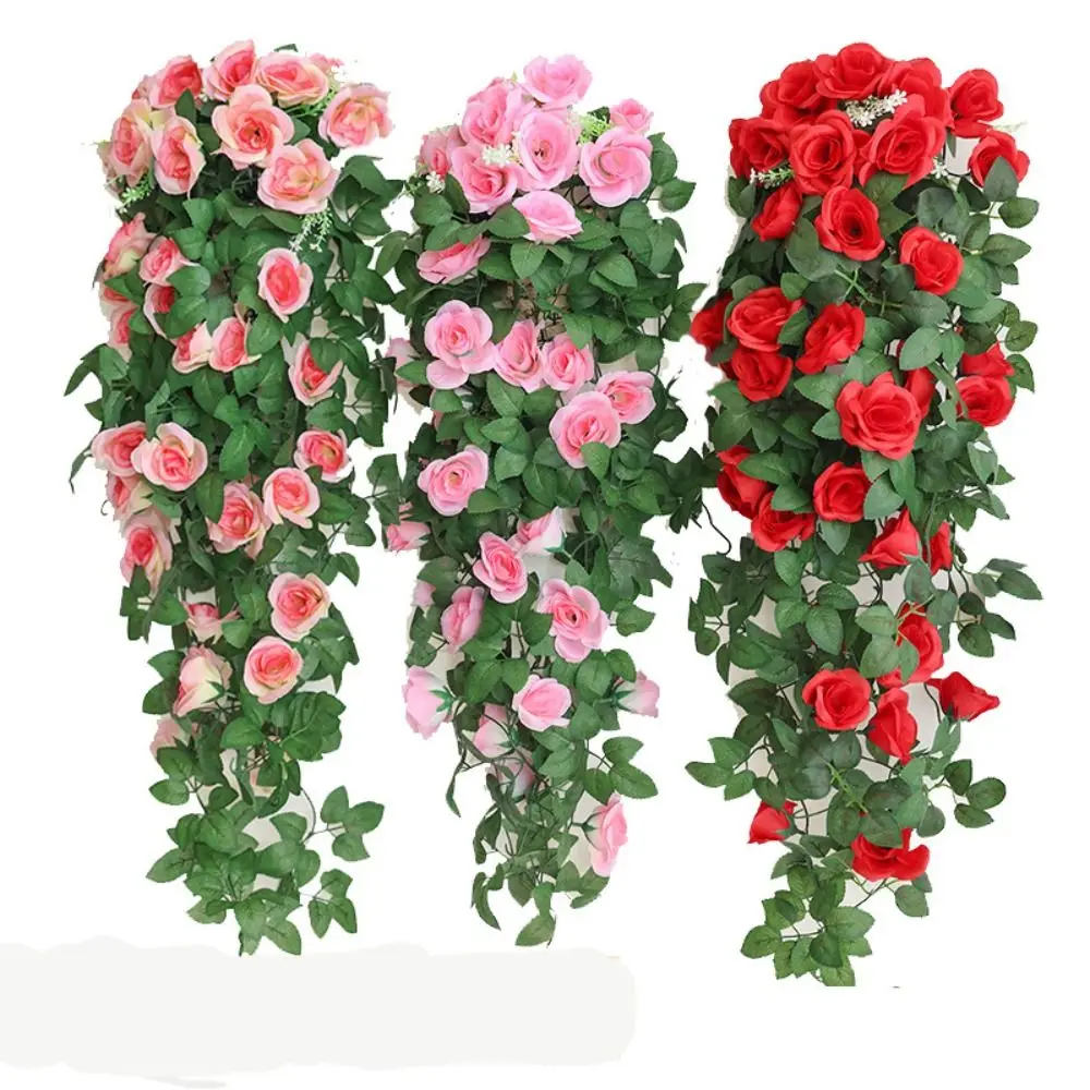 18-Heads-Home-Vine-Hanging-Fake-Rose-Flowers-Garden-Decor-Artificial ...