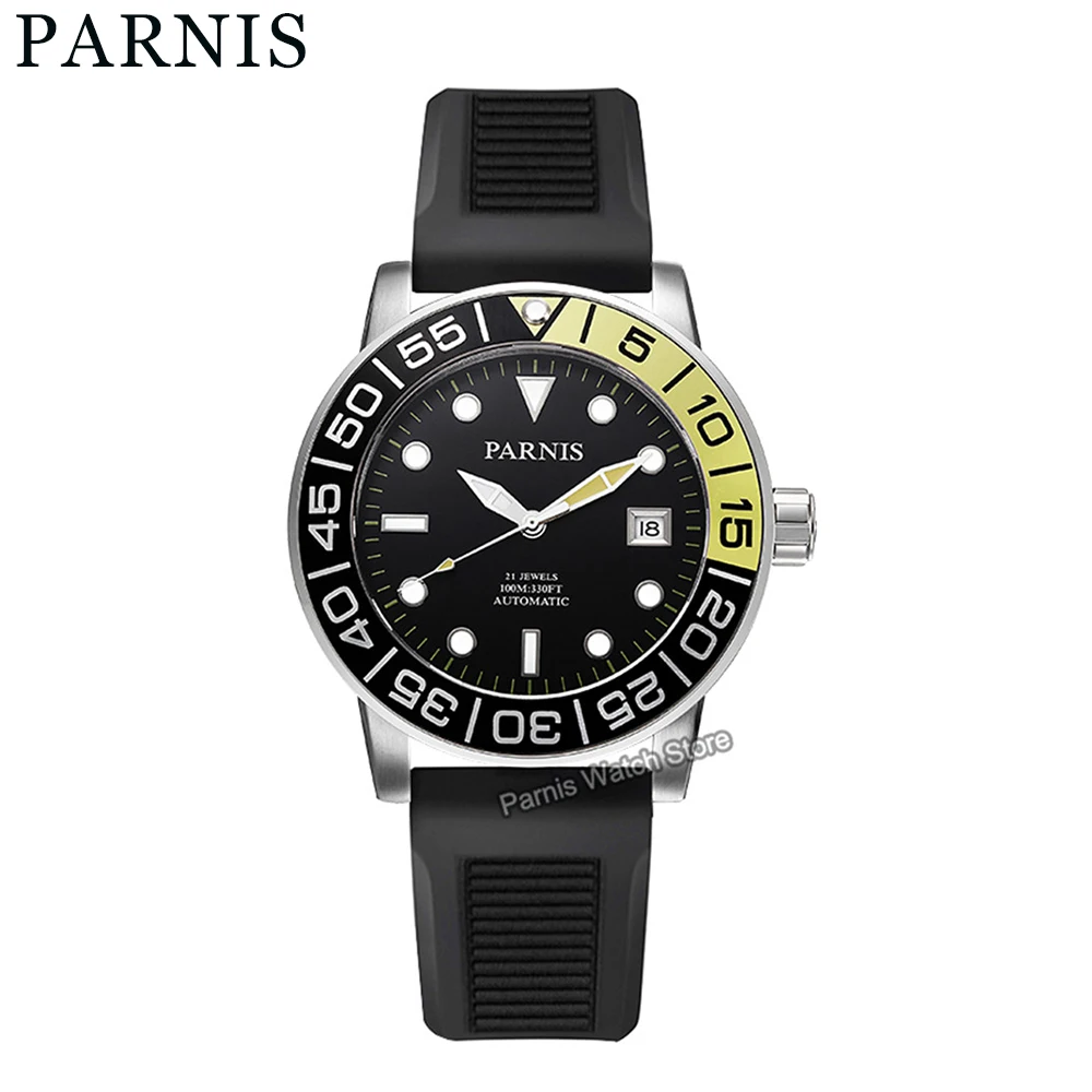 Parnis-42mm-Mechanical-Men-Automatic-Watch-Sport-Clock-Luminous-Black ...