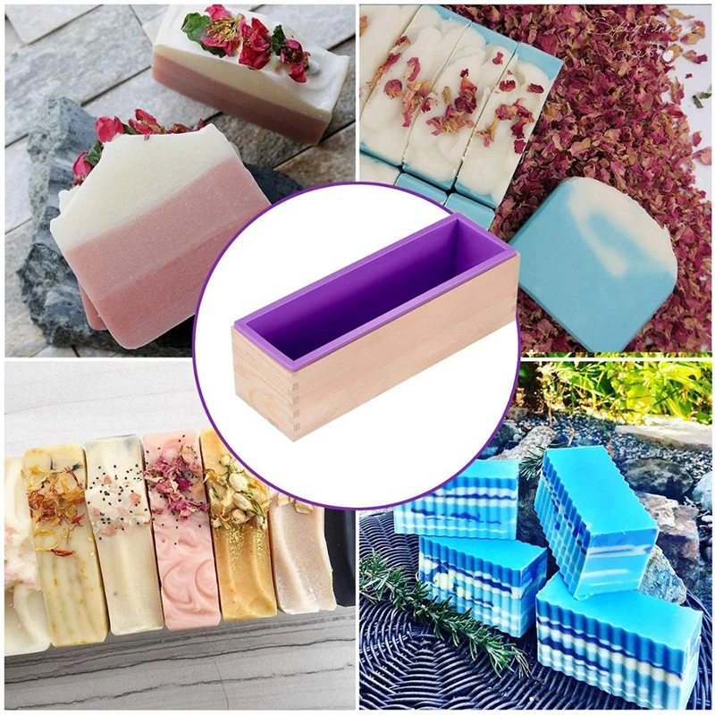 Silicone-Soap-Mold-Rectangular-Flexible-Mould-with-Wooden-Box-for ...
