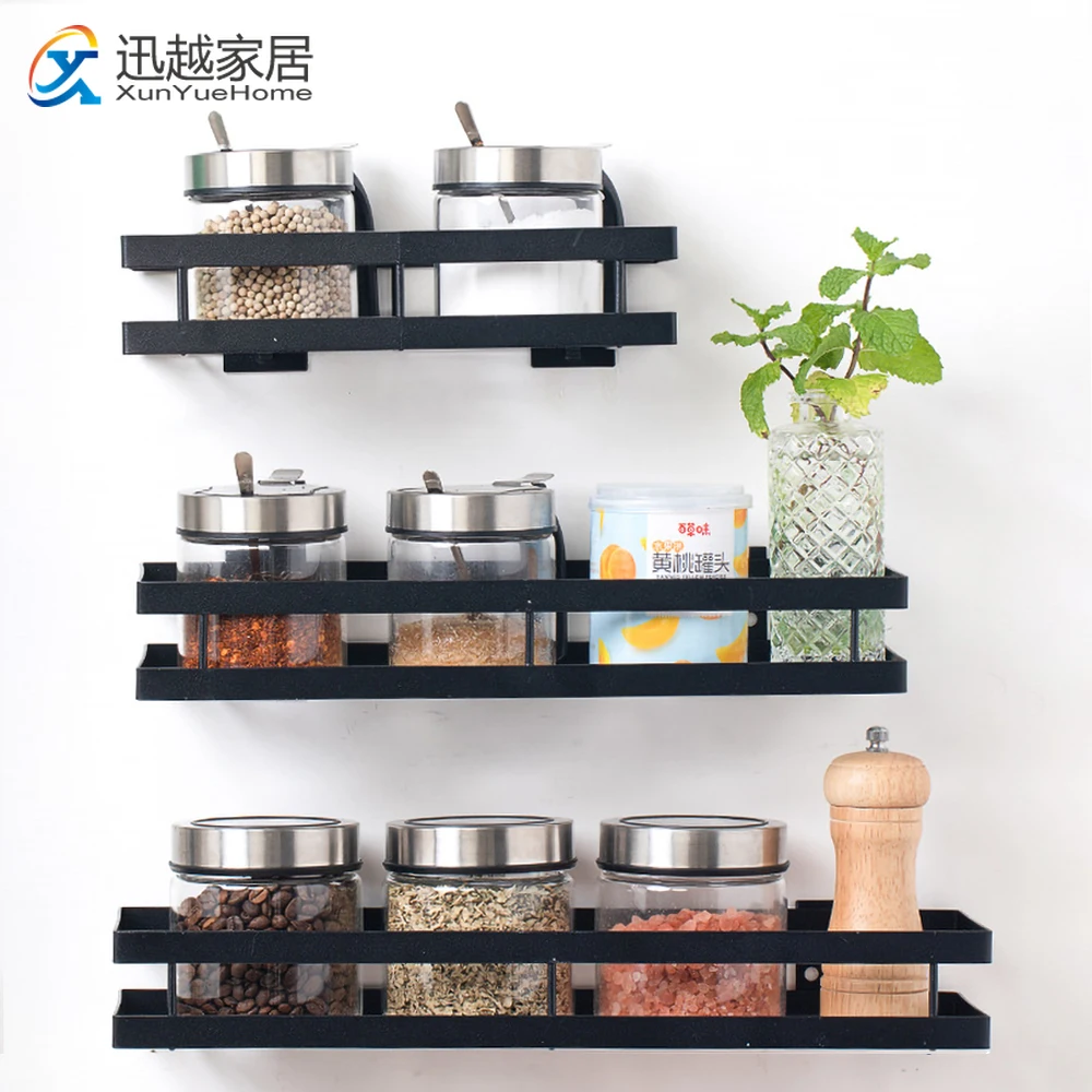 Kitchen Spice Jar Rack Seasoning Bottle Bracket Shelf Supplies Storage ...
