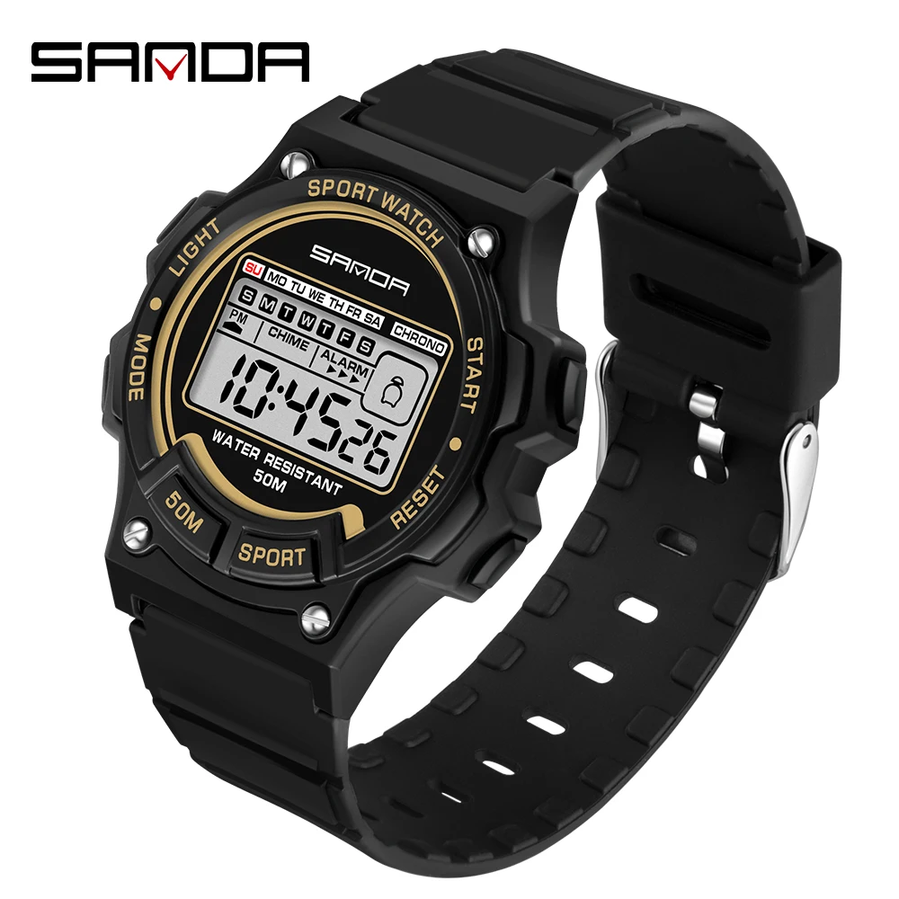 SANDA Watches For Men Digital Watch Mens Watch Led Fashion Black ...
