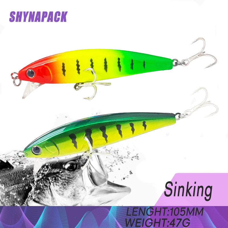 Sinking Pencil 47G 11CM Fishing Lure Weight System Silicone Bait Treble ...