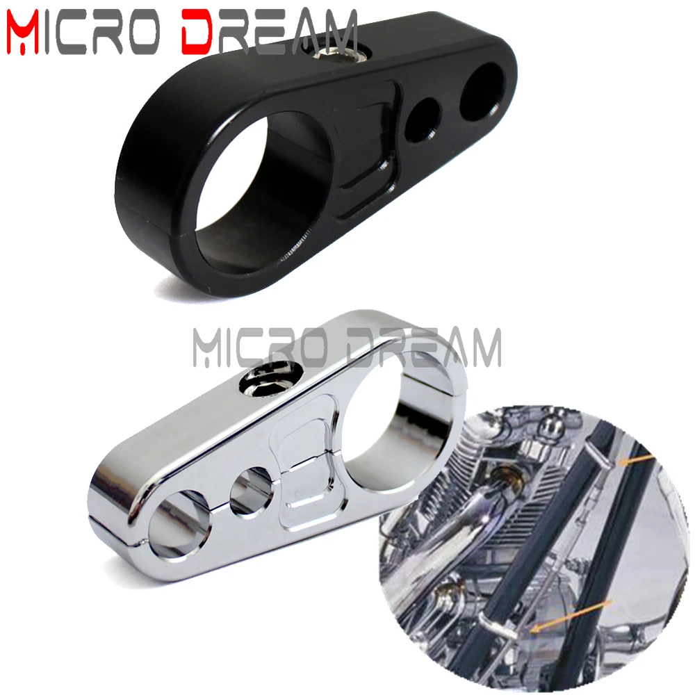 32mm Chrome Motorcycle Brake Clutch Throttle Cables Wire Clamp Clip 1-1 ...