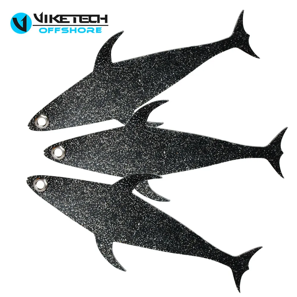 3pcs Black Silicone Fish Lures with Brass Grommets,Durable Rubber Soft ...