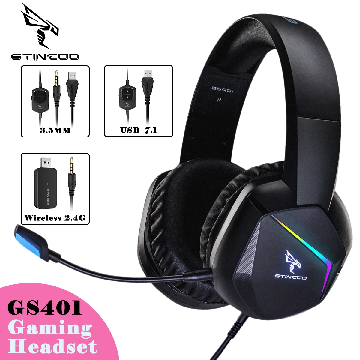 Somic Wireless Gaming Headset With Mic Rgb Led Light For Ps5, Ps4 ...