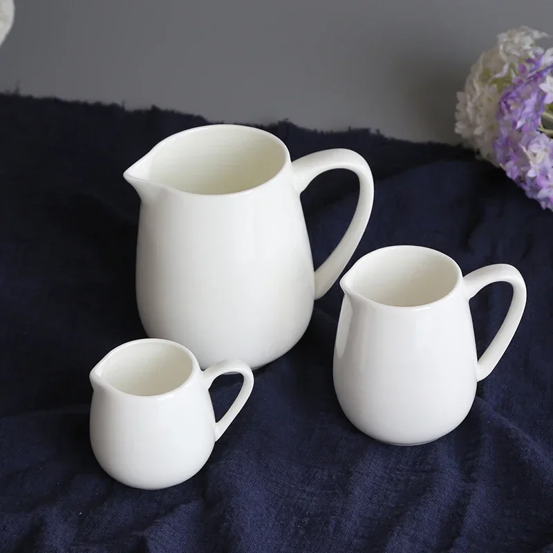 Handle White Porcelain Latte Coffee Milk Pot, Mini Milk Can, Sauce ...