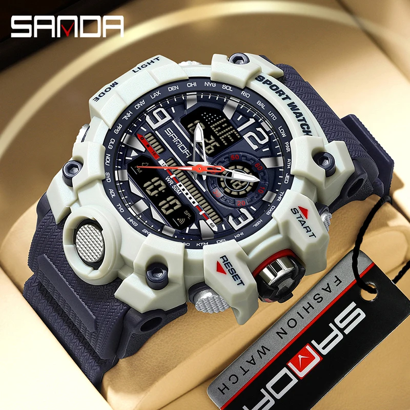 SANDA 3133 G Style Waterproof Shock Sports Watch for Men Military LED ...