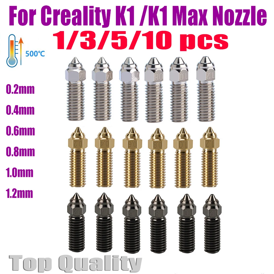 For Creality Ender 3 V3 KE K1/k1 Max Nozzle 0.4 0.6 0.8mm Nozzles Hard ...
