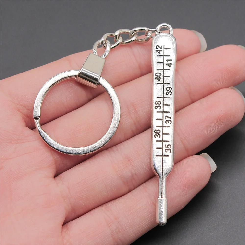 Souvenirs Gift Men Keychain 2 Colors 9x71mm Thermometer Pendant Keyring ...