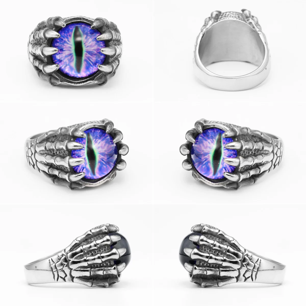 Devil Eye Men Ring 316L Stainless Steel Skull Rings Punk Rock Gothic D ...