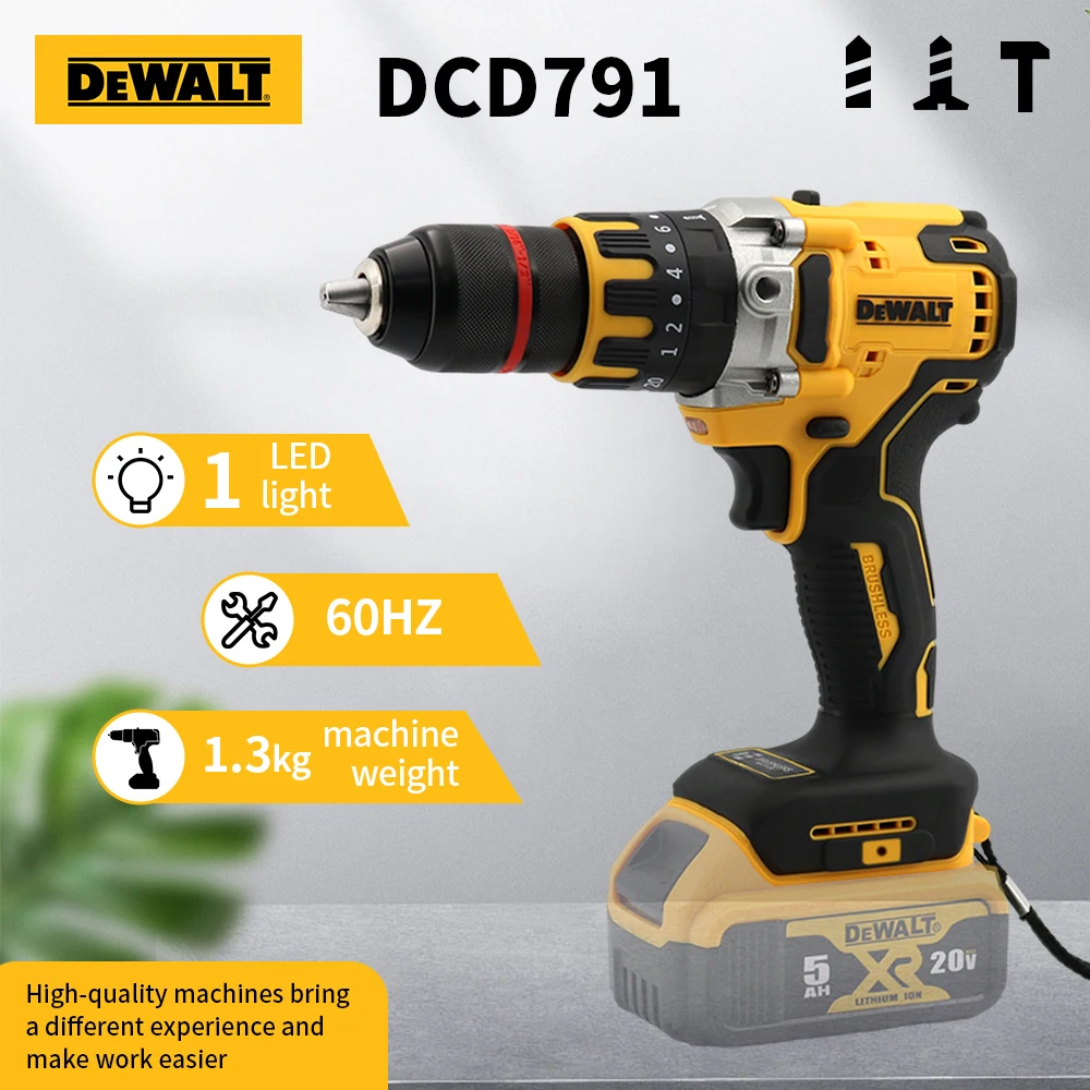 DEWALT DCD791 18V Compact Wireless Drills Driver Brushless Motor Electric Drill Screwdriver Household Rechargeable Power Tools AliExpress 1420