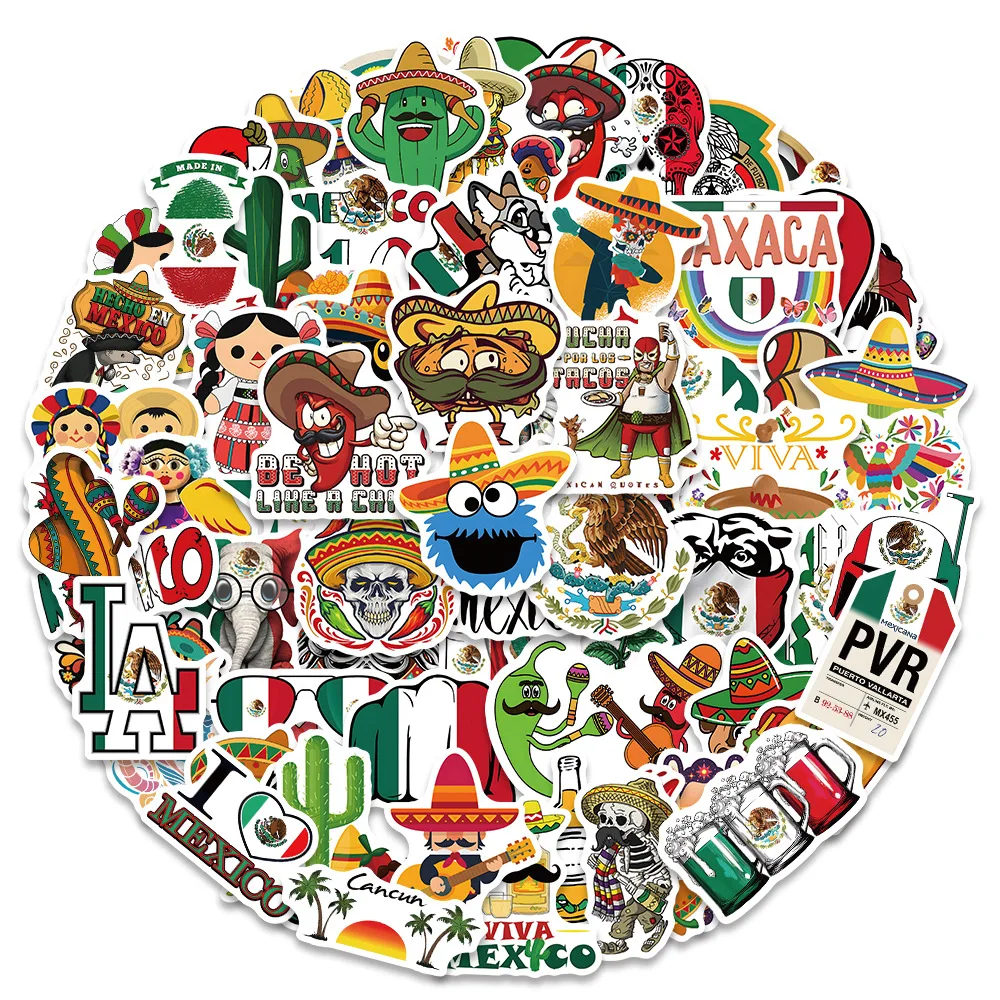 60-120Pcs-Wild-Cowboy-Mexico-Style-Cartoon-Lable-Stickers-For-Car ...