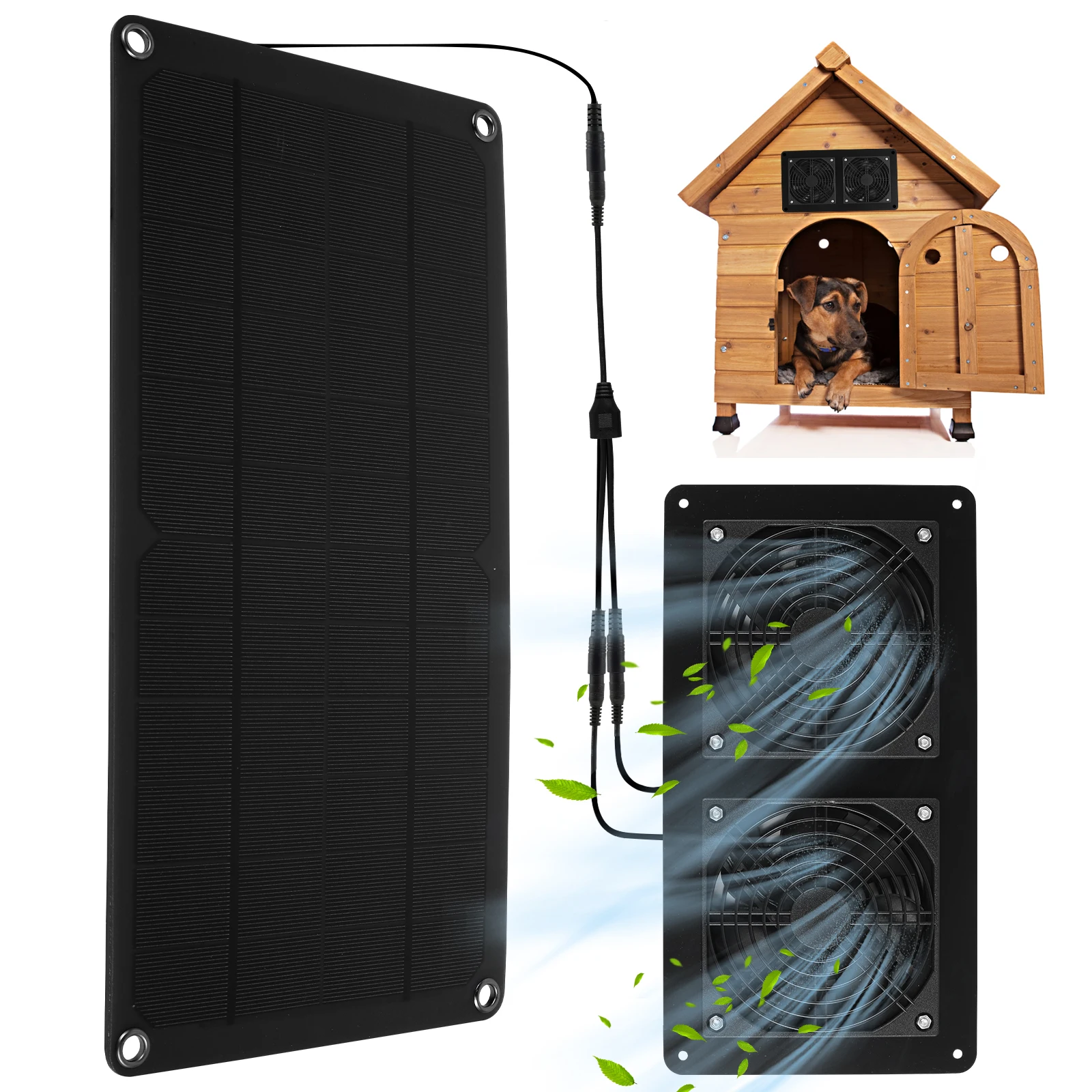 10W-Solar-Panel-Dual-Fans-Kit-12V-USB-Single-Crystal-Silicon-Portable ...