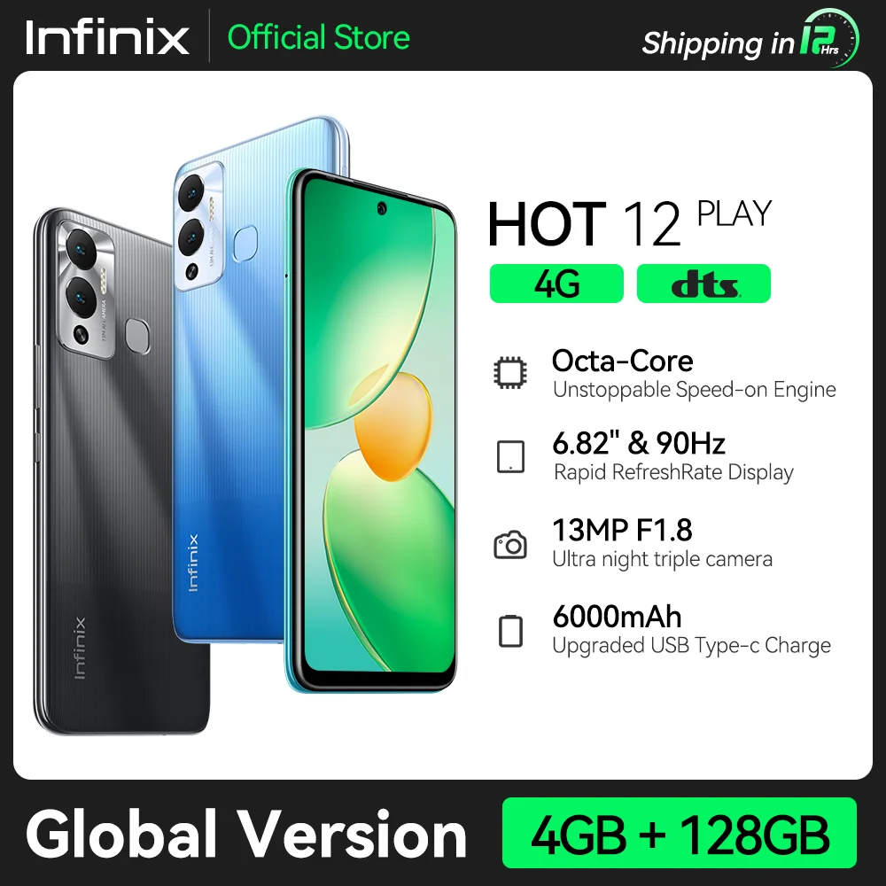 infinix HOT 12 PLAY smartphone 6.82" Rapid Refresh Rate Display 6000mAh ...