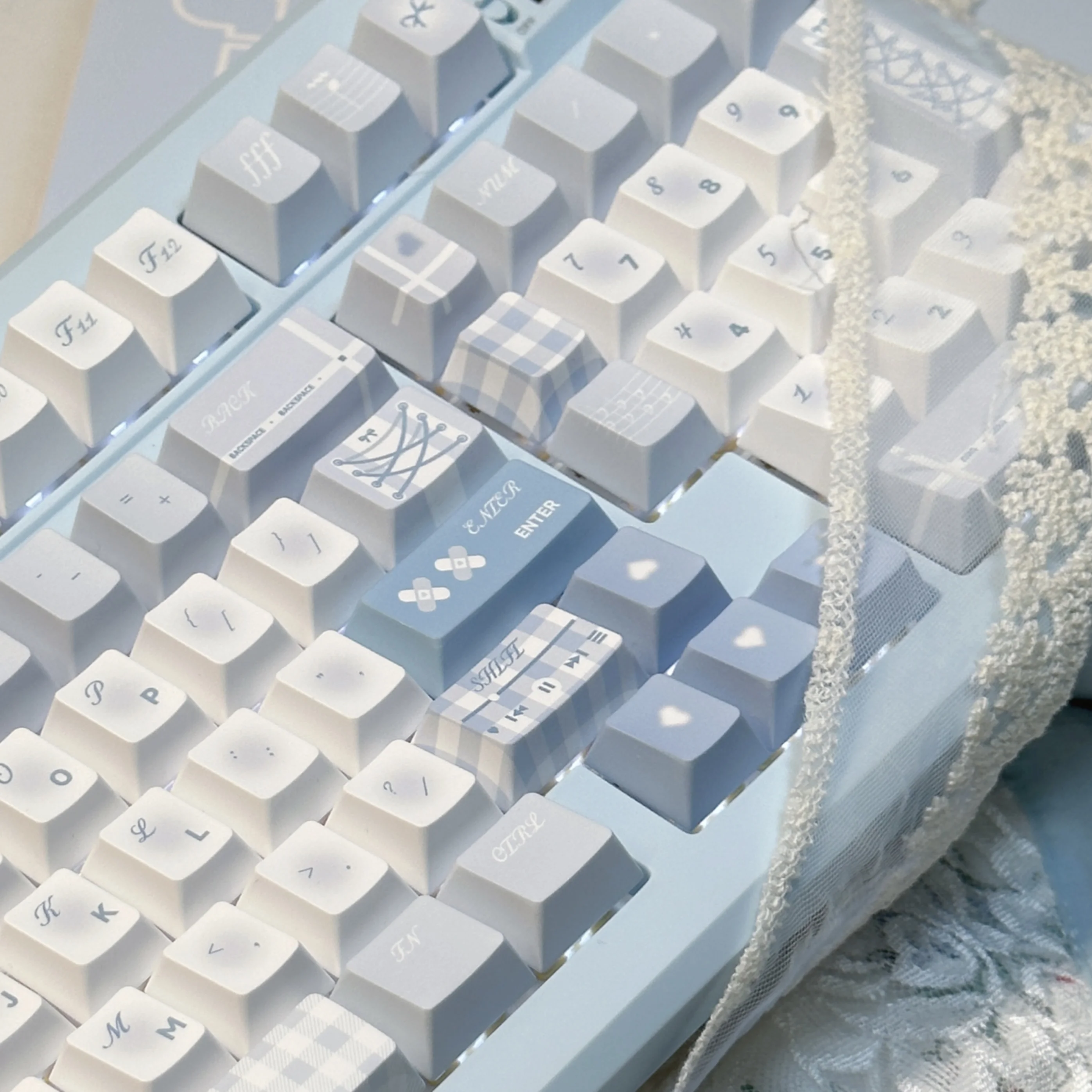 131 Keys Blue Theme Keycap Nice Chreey Profile PBT 5-sided Heat ...