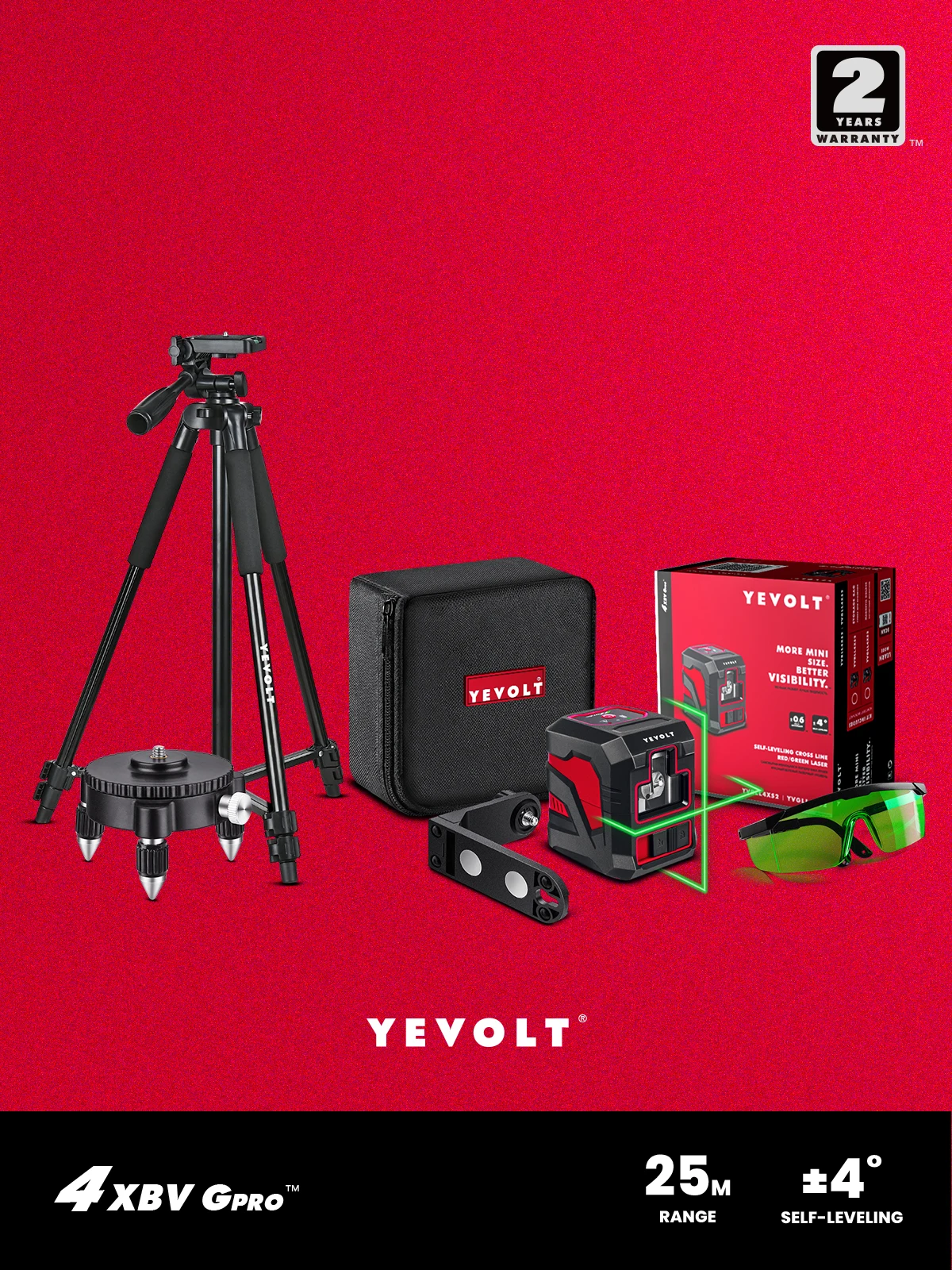 YEVOLT-TP-YVGLL4XS2B1-Gd-Cross-Line-Green-Laser-Level-Kit-2-Line ...