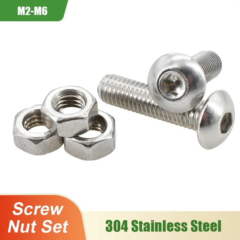 Hex-Socket-Bolt-Nut-Set-304-Stainless-Steel-Round-Head-Screws-And-Nuts ...