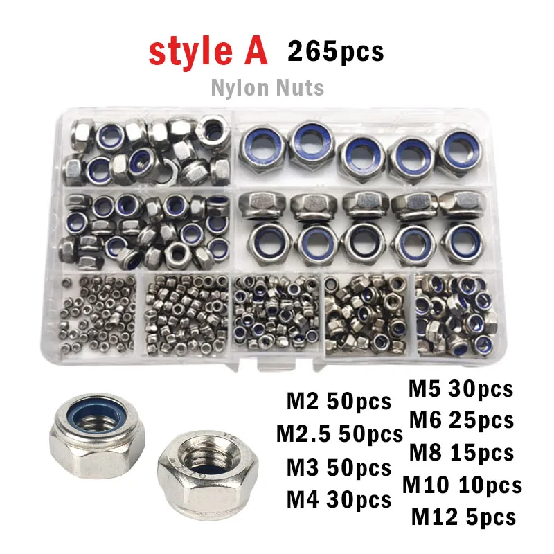 304 Stainless Steel Self Lock Nut Set | 304 Stainless Steel Nut Locknut - 265/162pcs - Aliexpress