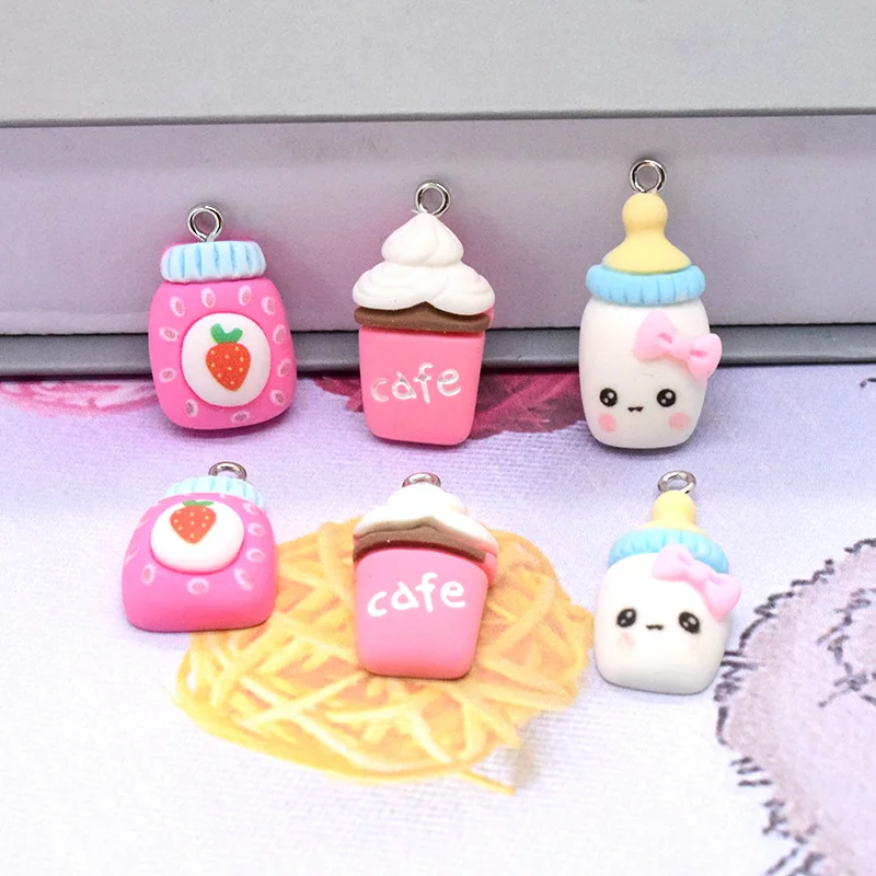 10pcs-Cartoon-Jam-Jar-Cafe-Milk-Bottle-Resin-Charms-Flatback-Cute ...