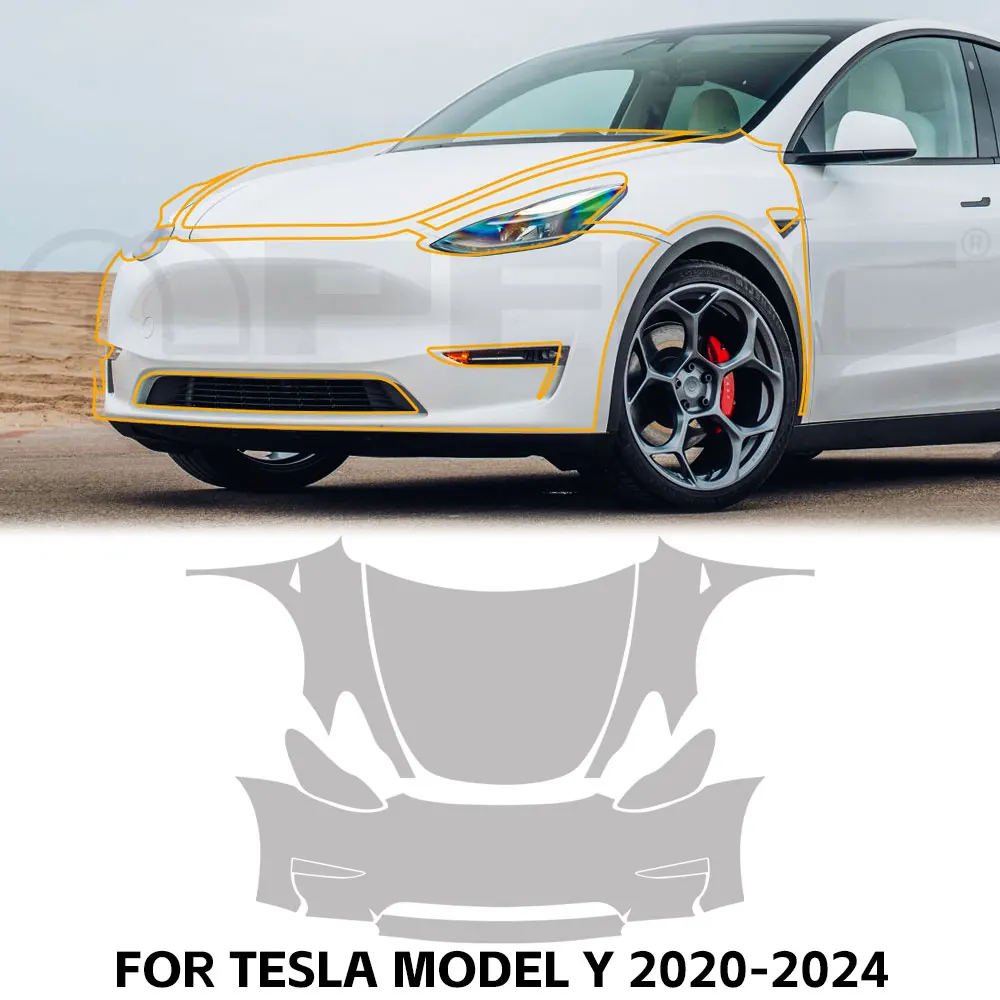 For Tesla Model Y 2020-2024 Matte Clear TPU Paint Protection Film Pre ...