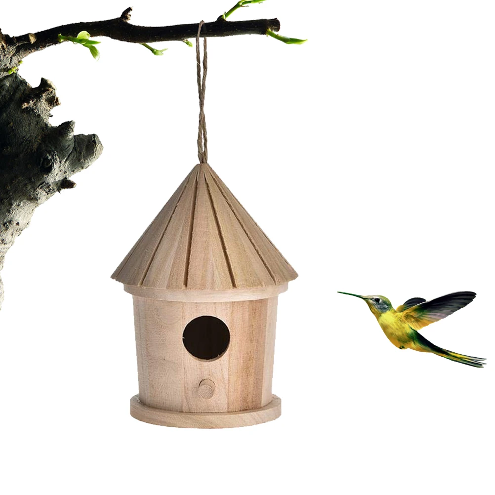 Wooden-Bird-Nest-Hanging-Bird-House-Natural-Wooden-Bird-Cage-Resting ...
