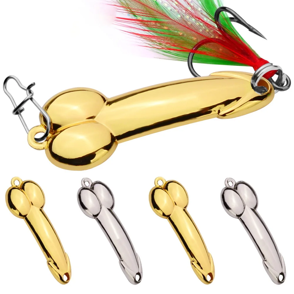 Metal Spoon Penis Shape Fishing Lures 5g 10g 15g 20g Golden Sequin Lure Artificial Bait Hard ...