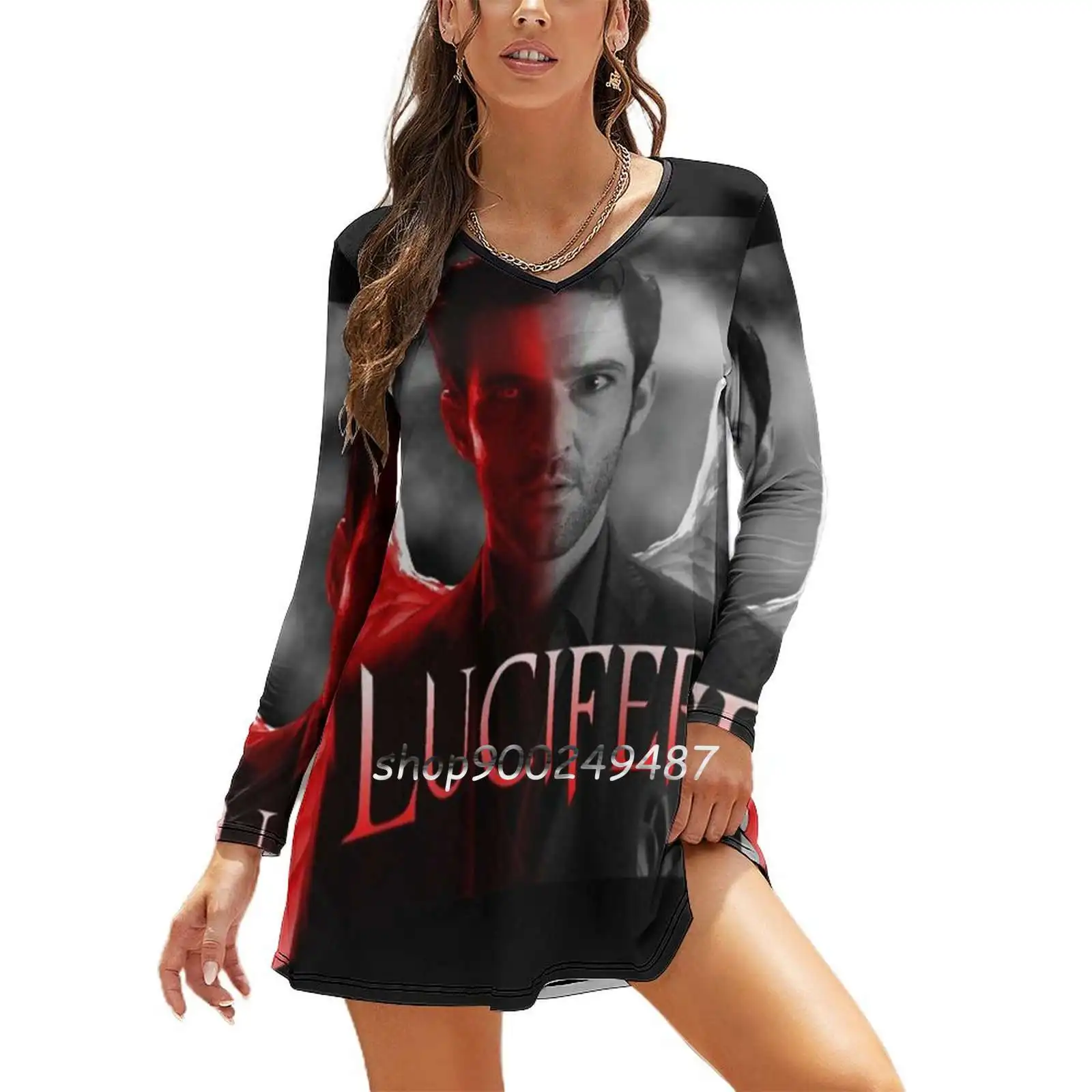 Lucifer-Half-Devil-Face-Slim-Dress-With-Hollow-Waist-Autumn-Winter-Sexy ...