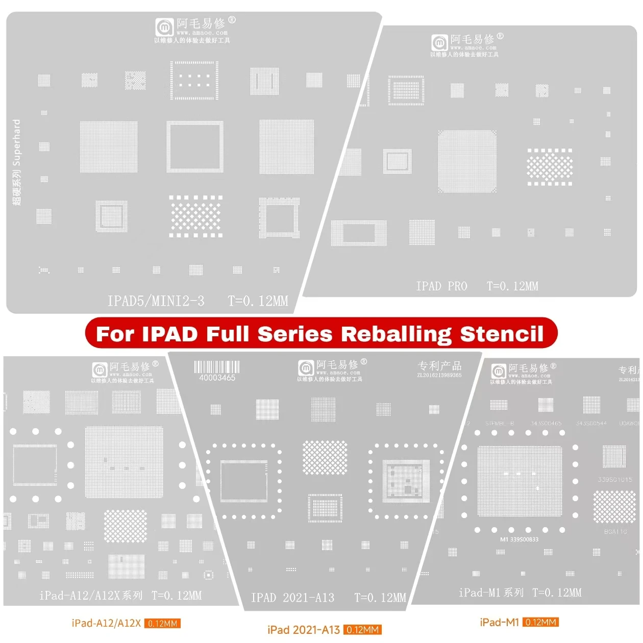 CPU RAM M1 M2 A13 A9 A10X A14 339S01086 339S00833 BGA Reballing Stencil ...