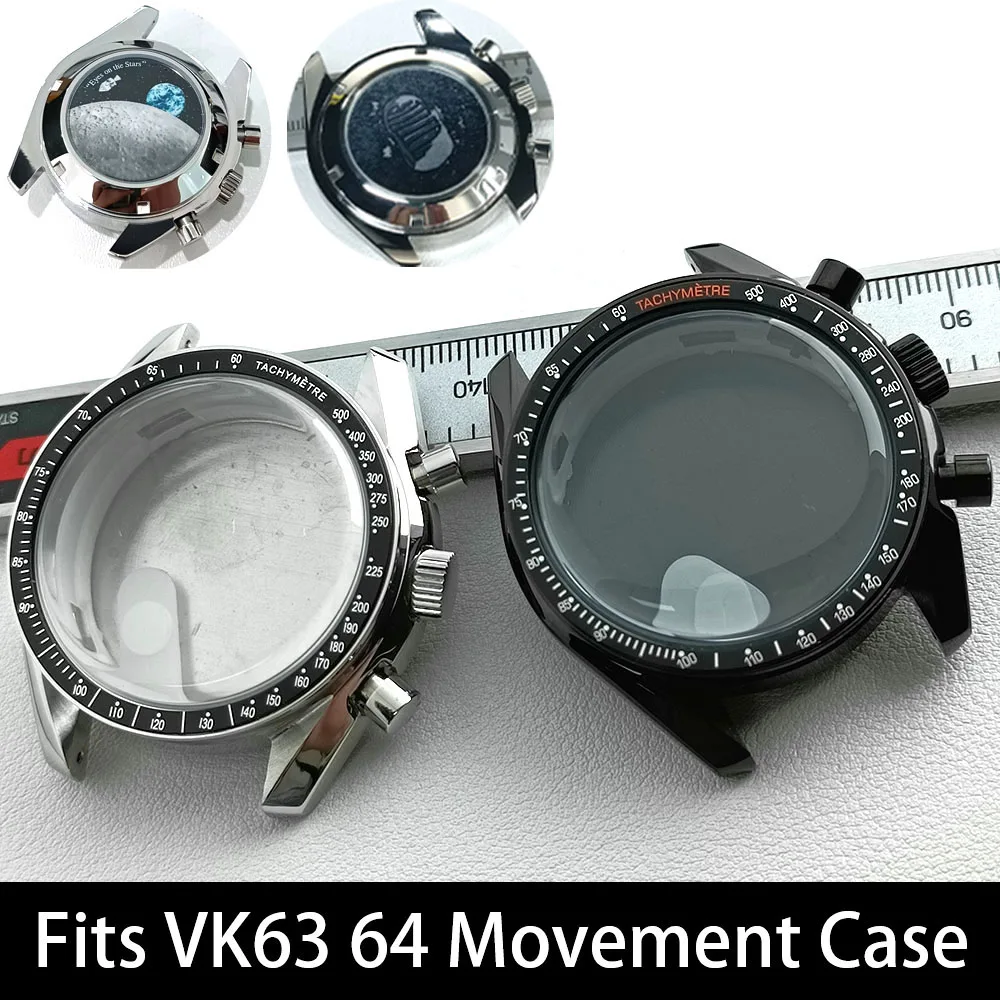 VK63 Movement Case Moon Watch 39.7MM Case Moon Pattern Back Chronograph ...