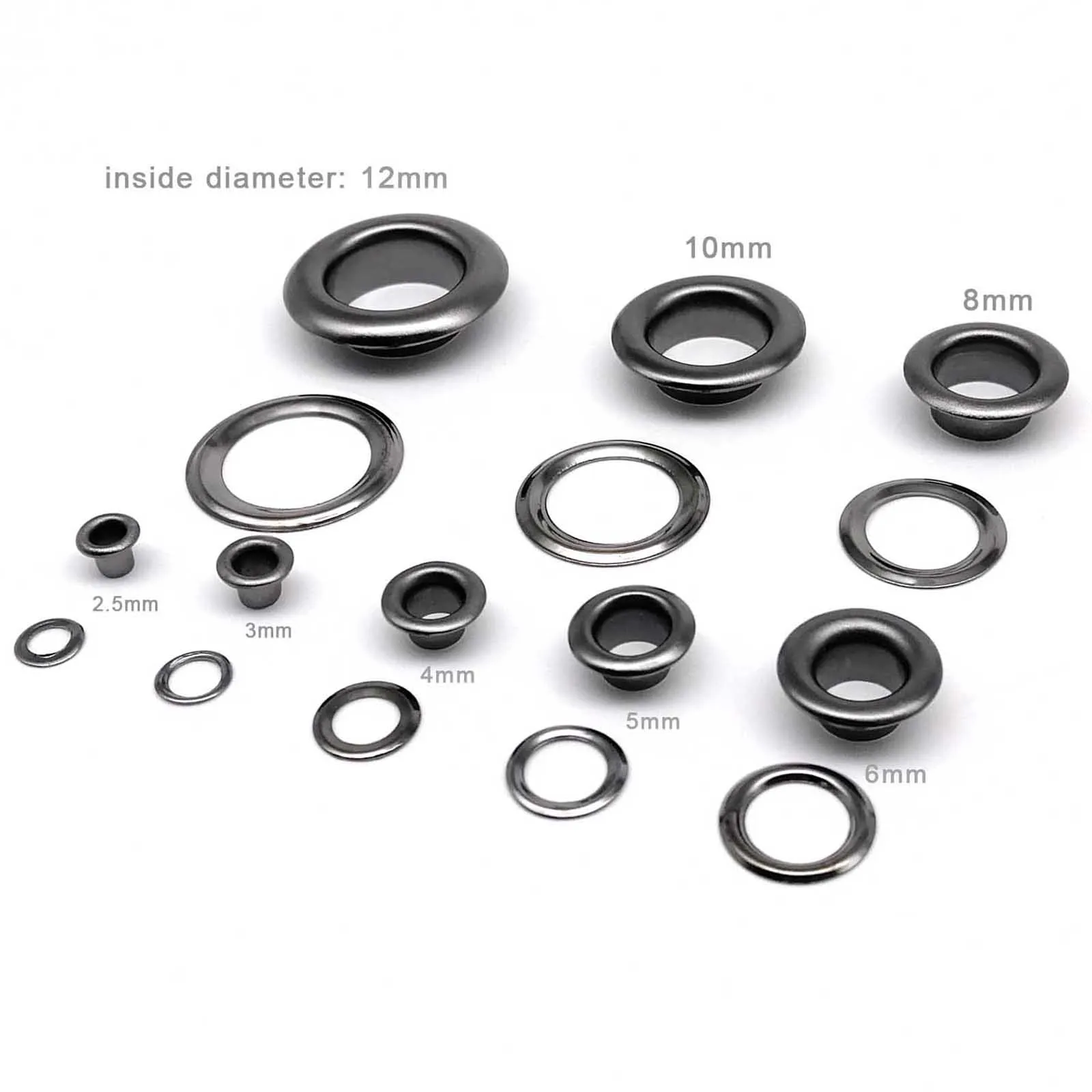 100sets-2-5-12mm-High-Quality-Gun-Black-Eyelet-With-Washer-Grommet-Ring ...