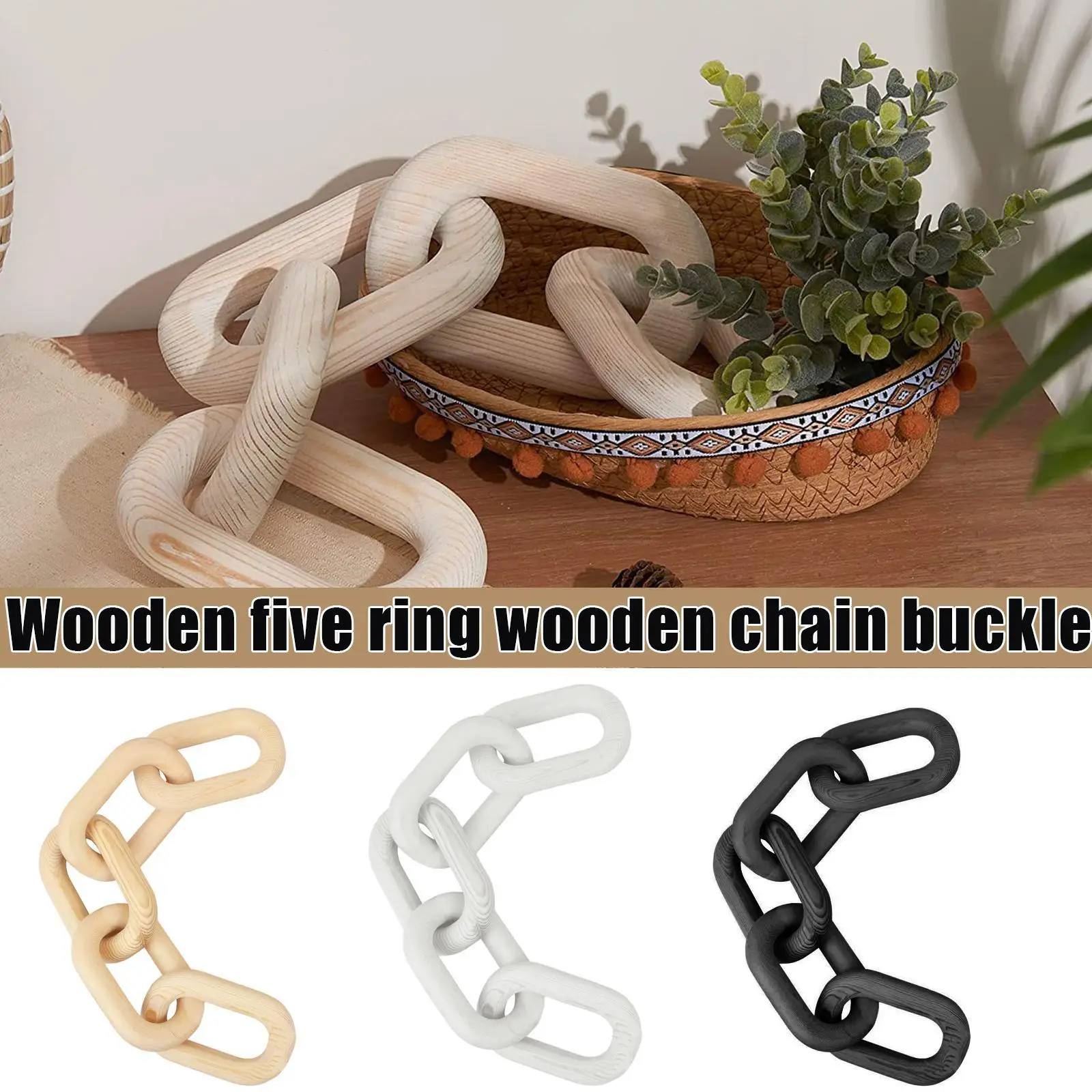 Boho-Style-Chain-Link-Wooden-Hand-Carved-5-Link-Chain-Art-Craft ...