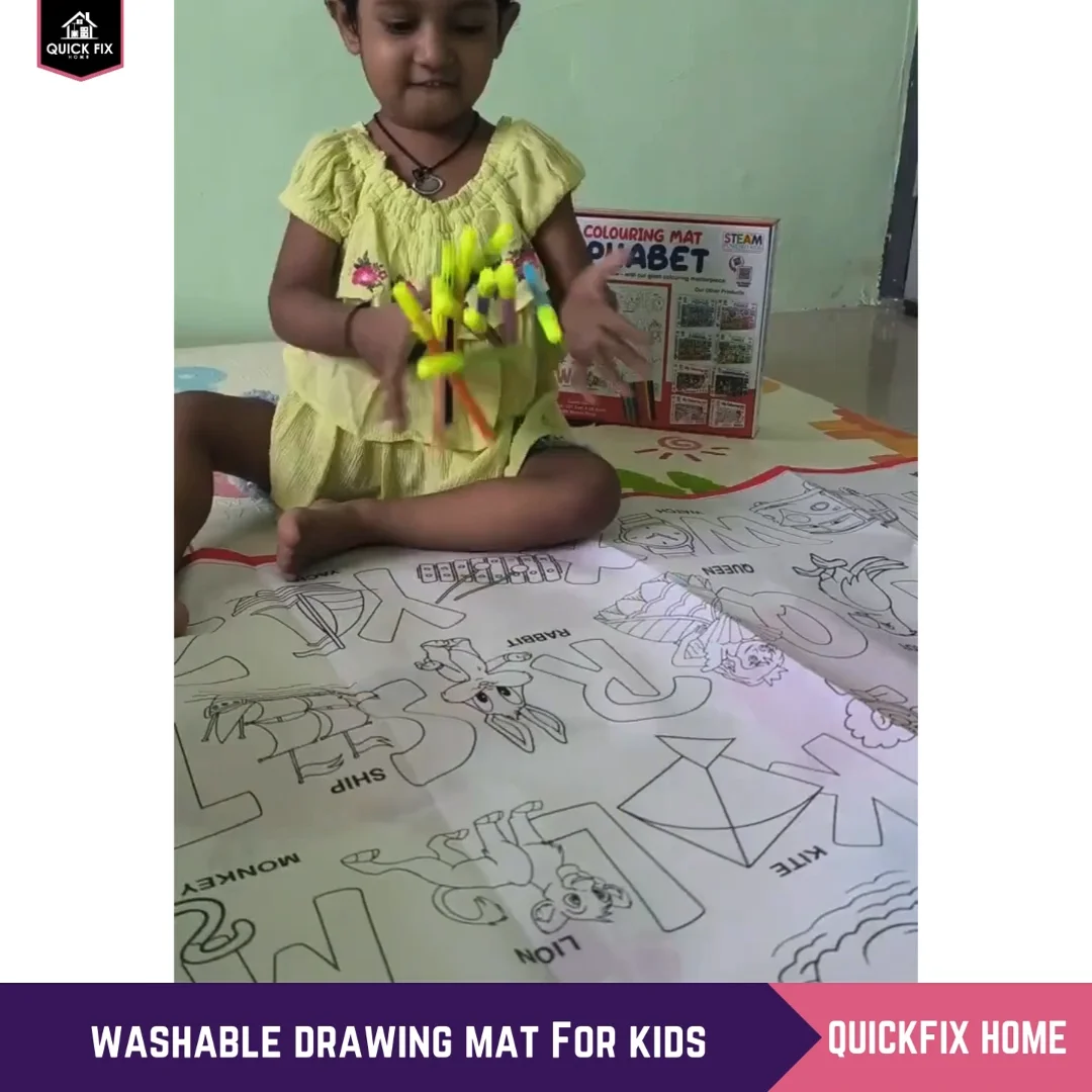 QFH Large Magical Washable ABC Doodle & Colouring Drawing Canvas Mat ...
